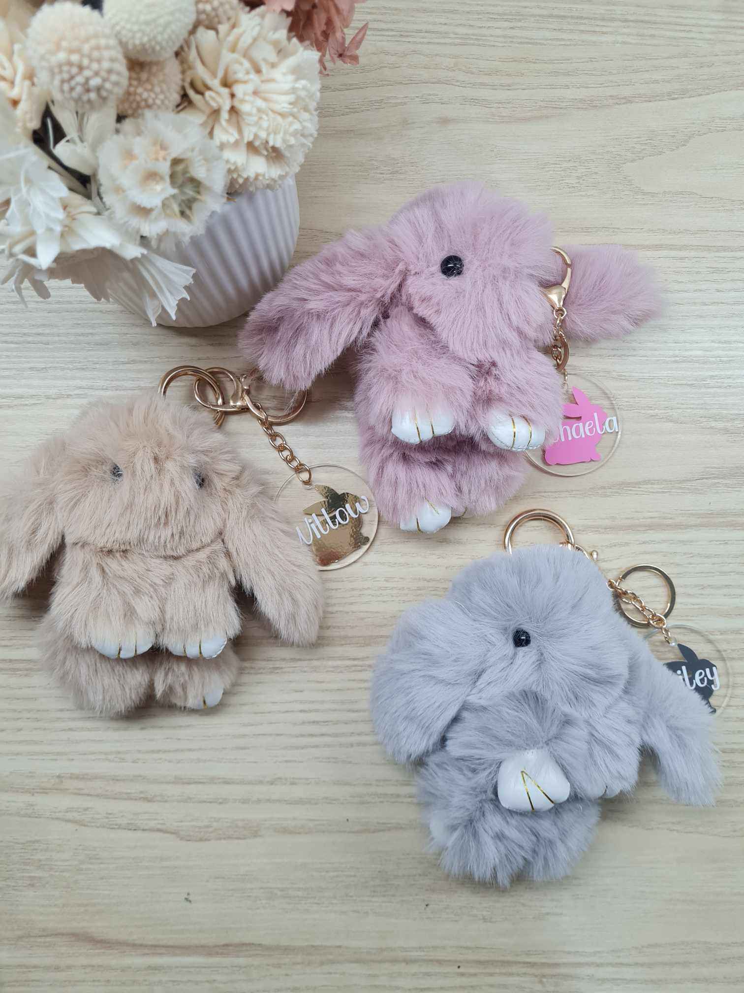 Fluffy Bunny Keyrings – StyleYourWayCreations